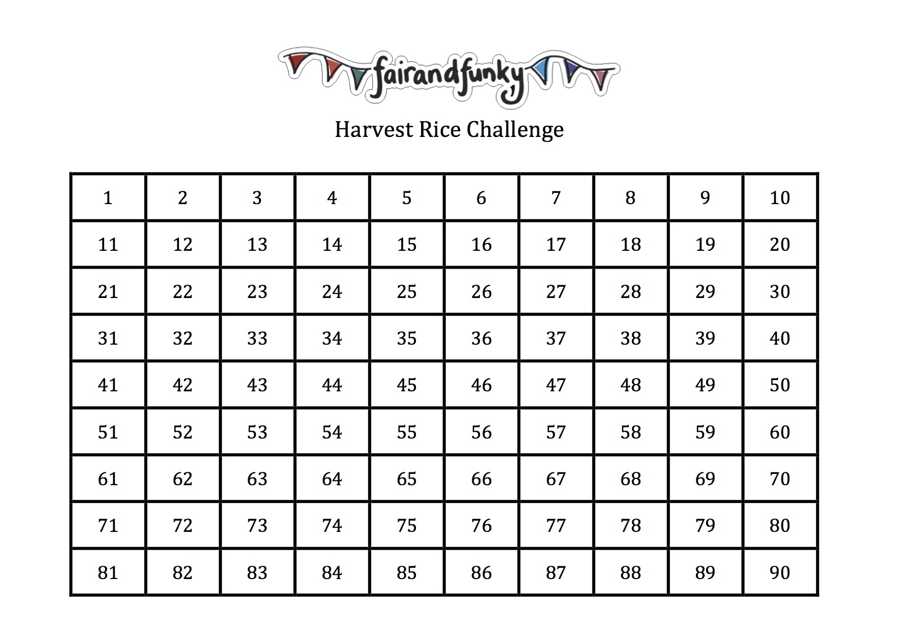 Rice Challenge Progress Chart. copy - fairandfunky - fairtrade products